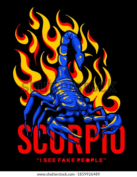 Scorpion Illustration Flames Zodiac Poster Design Stock Vector (Royalty ...