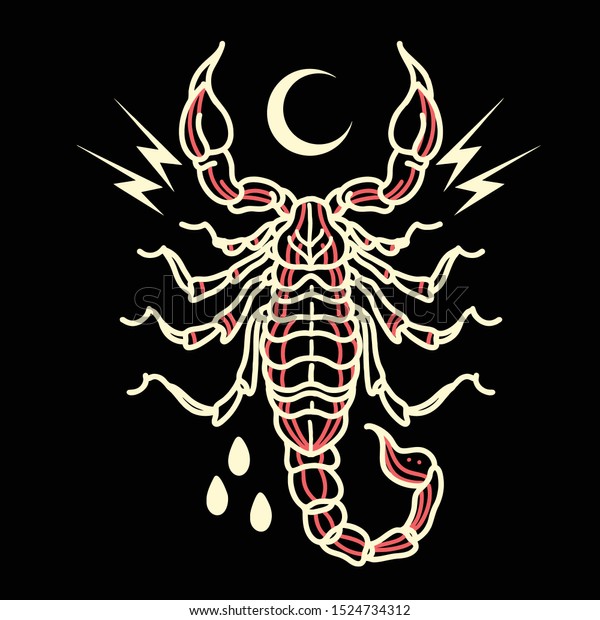Scorpion Line Art Tattoo Vector Stock Vector (Royalty Free) 1524734312