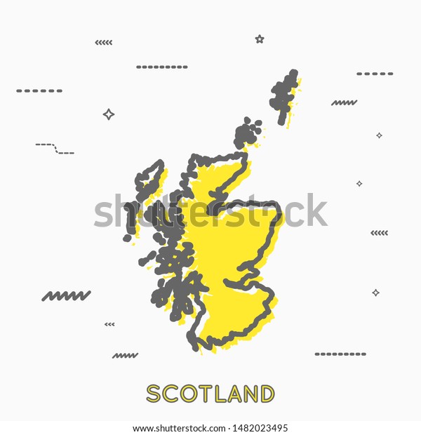 Scotland Map Thin Line Style Small Stock Vector (Royalty Free ...