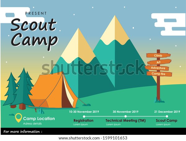 Scout Camp Brochure Template Landscape Version Stock Vector (Royalty ...
