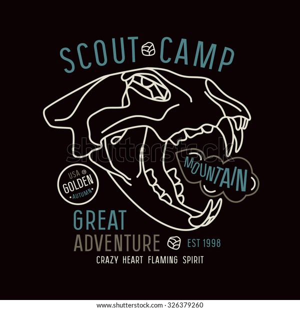 Scout Camp Emblem Thin Line Style Stock Vector (Royalty Free) 326379260