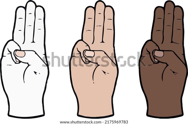 Scout Sign Vector Illustration Three Hands: เวกเตอร์สต็อก (ปลอดค่า ...
