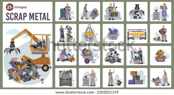 Scrap Metal Set Square Shaped Compositions Stock Vector (Royalty Free ...