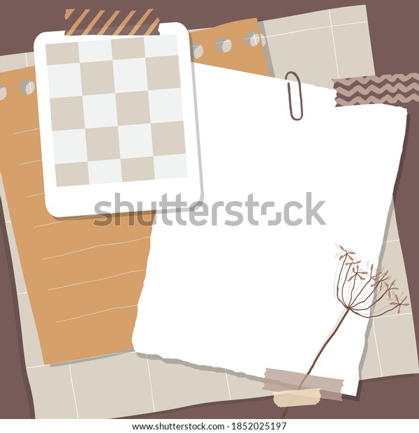 Scrapbook Composition Notes Paper Tapes Flowers Stock Vector (Royalty ...