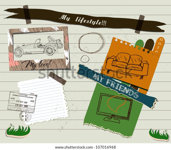 Scrapbook Details Set Vector Illustration Eps Stock Vector (Royalty ...