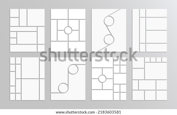 Scrapbook Grid Set Photo Collage Layout: เวกเตอร์สต็อก (ปลอดค่า ...