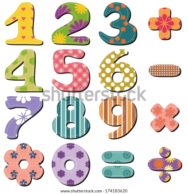 Scrapbook Numbers Signs On White Background Stock Vector (Royalty Free ...