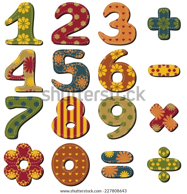 Scrapbook Numbers Signs On White Background Stock Vector (Royalty Free ...