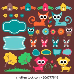 Scrapbook Set Cute Animals Stock Vector (Royalty Free) 106797848