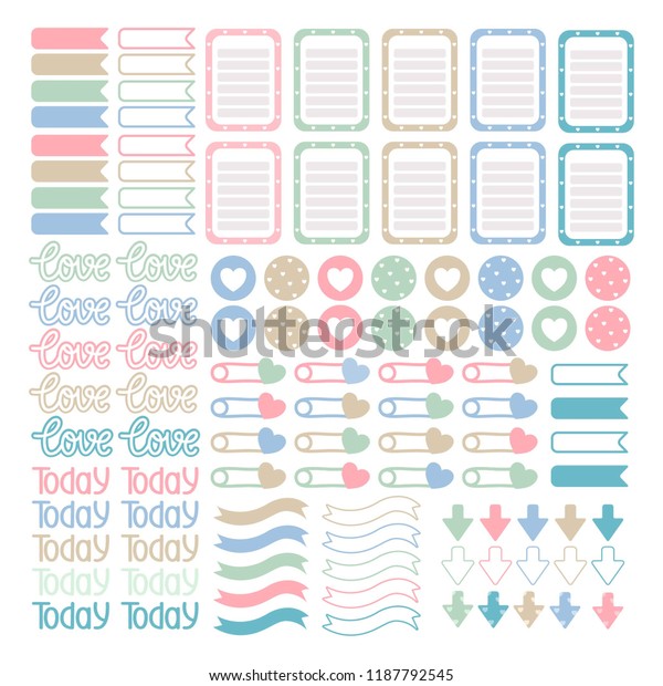 Scrapbooking Stickers Vector Planner Signs Symbols Stock Vector ...