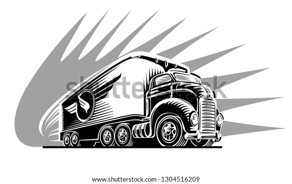 Scratch Board Illustration Truck Stock Vector (Royalty Free) 1304516209 ...