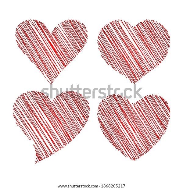 Scratched Heart Set On White Background Stock Vector (Royalty Free ...