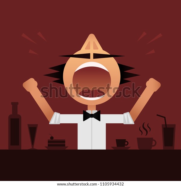 Screaming Angry Barman Barista Vector Cartoon 库存矢量图（免版税）1105934432 ...