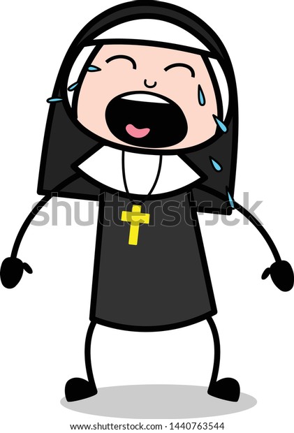 Screaming Cartoon Nun Lady Vector Illustration Stock Vector (Royalty ...