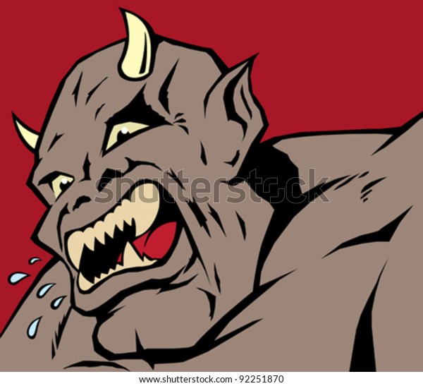 Screaming Demon Who Terribly Angry Stock Vector (Royalty Free) 92251870