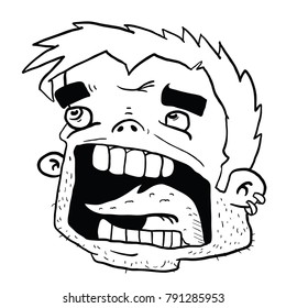 Screaming Head Cartoon Illustration Isolated On Stock Vector (Royalty ...