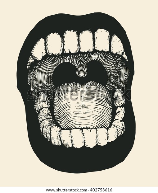 Screaming Mouth Drawing Style Vector Illustration Stock Vector (Royalty ...