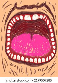 Screaming Open Mouth Screaming Vector Illustration Stock Vector ...