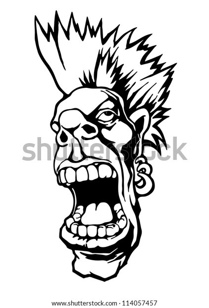Screaming Punk Head Cartoon Character Vector Stock Vector (Royalty Free ...