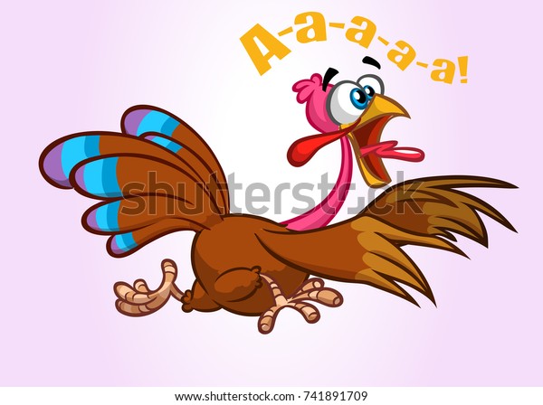 Screaming Running Cartoon Turkey Bird Character Stock Vector (Royalty ...