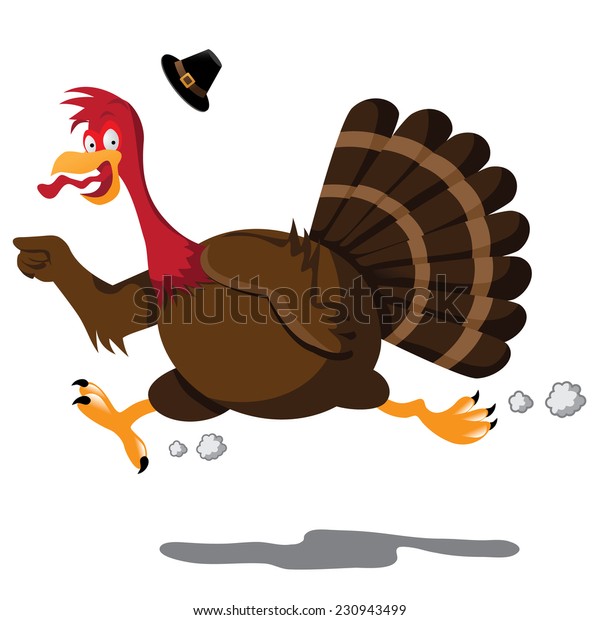 Screaming Running Cartoon Turkey Eps 10 Stock Vector (Royalty Free ...