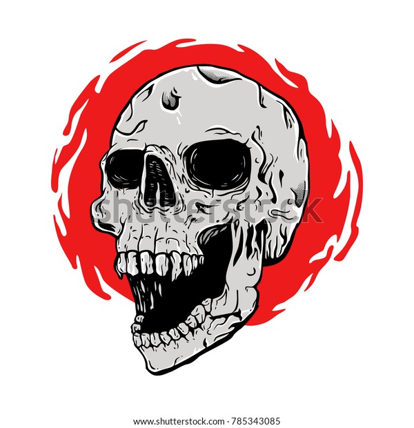 Screaming skull illustration