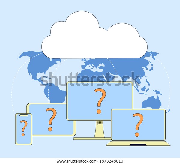 Vektor Stok Screens Various Devices Question Mark On (Tanpa Royalti ...