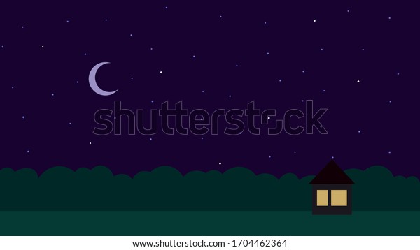 Screensaver Walpaper Background Night Landscape Starry Stock Vector ...