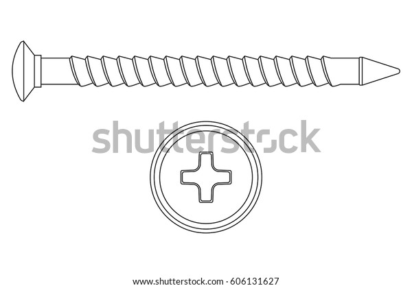 Screw Outline Icon Phillips Flat Head Stock Vector (Royalty Free ...