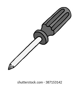 Screwdriver Cartoon Vector Illustration Grayscale Hand Stock Vector ...