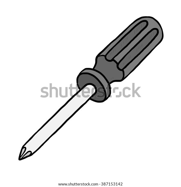 Screwdriver Cartoon Vector Illustration Grayscale Hand Stock Vector ...