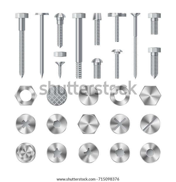 Screws Nuts Rivets Icons Detailed Vector Stock Vector (Royalty Free ...