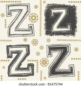 Scribble Alphabet Crazy Doodle Z Stock Vector (Royalty Free) 81475744 ...