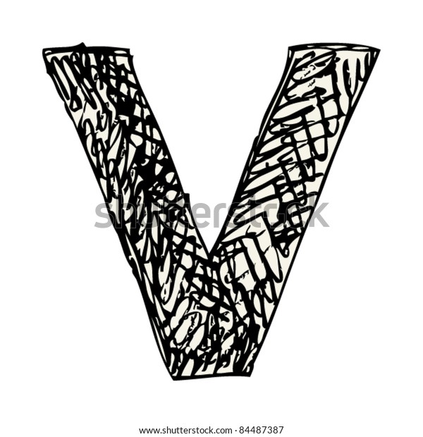 Scribble Alphabet Doodle Letter V Stock Vector (Royalty Free) 84487387