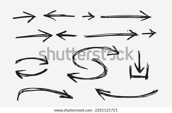 Scribble Hand Drawn Diagram Arrow Icons Stock Vector (Royalty Free ...