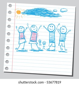 Scribble Active Kids Stock Vector (Royalty Free) 54639085