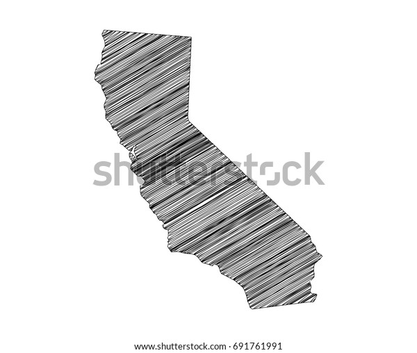 Scribble Map California Sketch Hand Drawn Stock Vector (Royalty Free ...