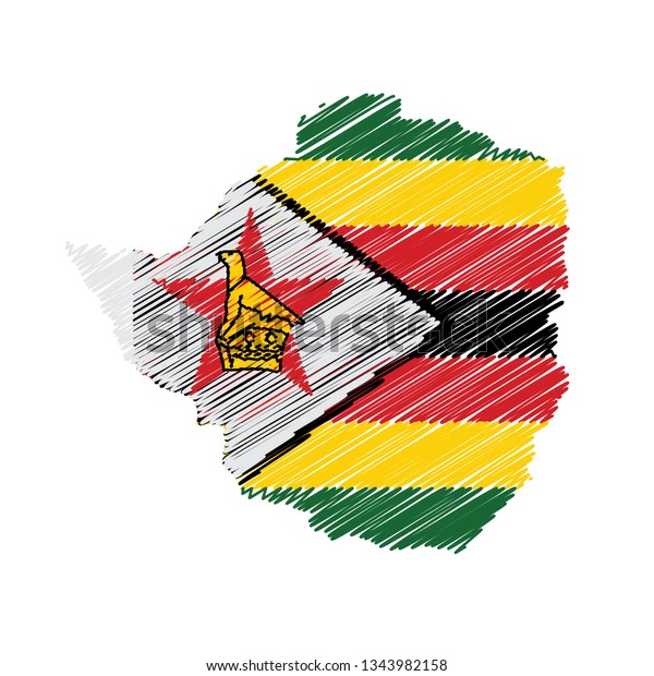 Scribble Map Zimbabwe Sketch Country Map Stock Vector (Royalty Free ...