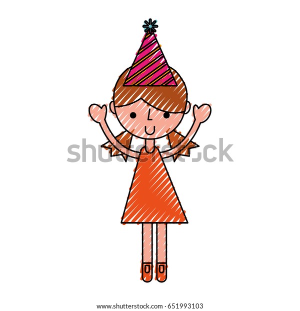 Scribble Party Girl Cartoon Stock Vector (Royalty Free) 651993103 ...