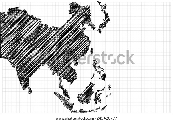 Scribble Sketch Asia Map On Gridvector Stock Vector (Royalty Free) 245420797 | Shutterstock