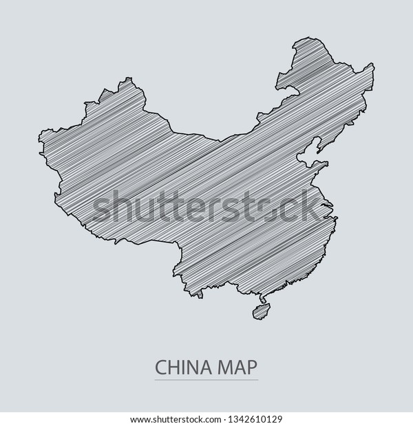 Scribble Sketch China Map Country Name Stock Vector (Royalty Free ...