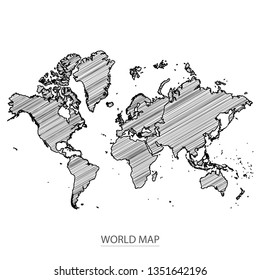 Scribble Sketch World Map Country Name: vector de stock (libre de regalías) 1351642196 ...