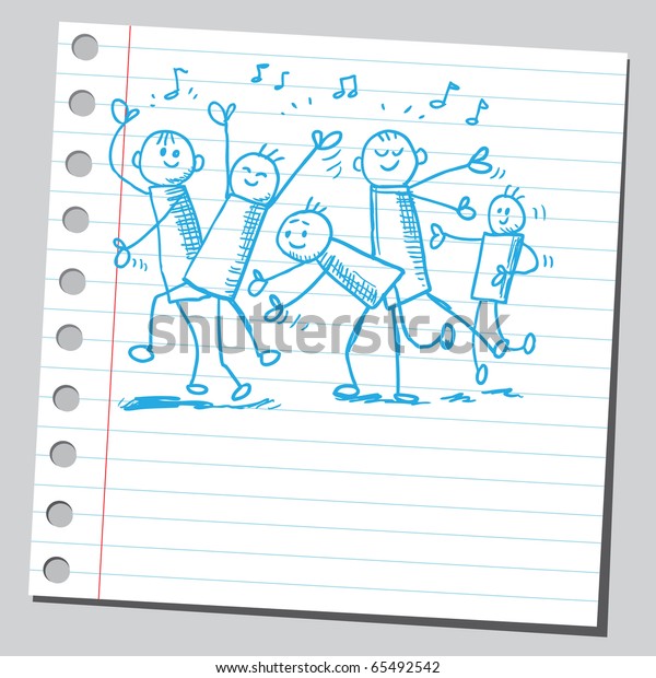 Scribble Style Illustration Party People Stock Vector (Royalty Free ...