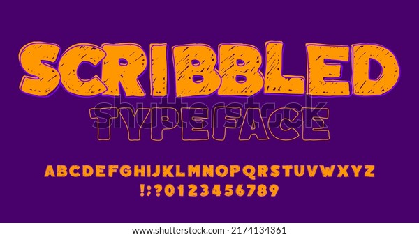 Scribbled Alphabet Font Hand Drawn Letters Stock Vector (Royalty Free ...