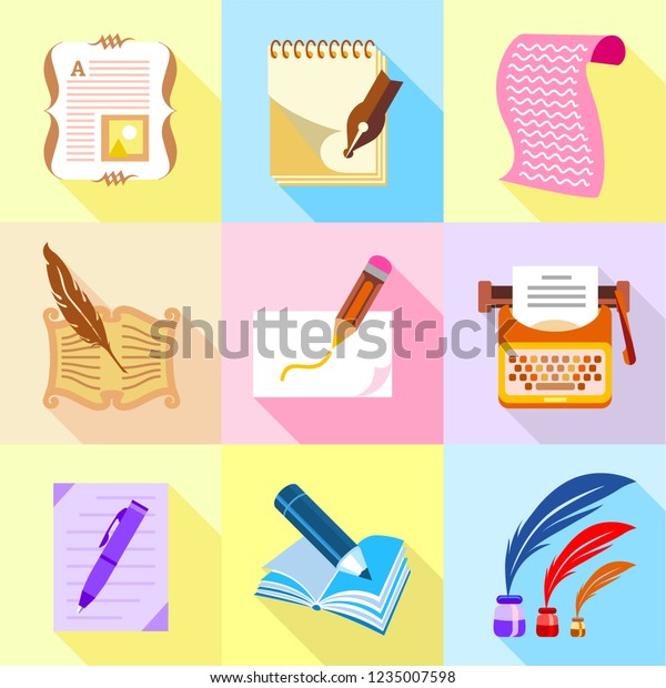 Scribe Icons Set Cartoon Set 9 Stock Vector (Royalty Free) 1235007598 ...