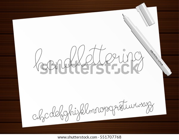 Script Font Handwritten Linear Calligraphy Alphabet Stock Vector ...
