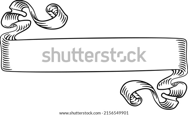 Scroll Banner Ribbon Etching Woodcut Retro Stock Vector (Royalty Free ...