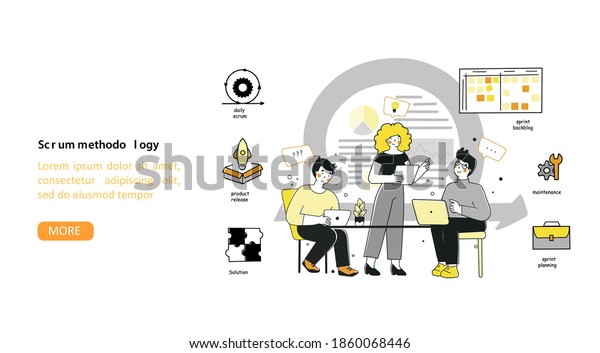 Scrum Methodology Marketing Design Flat Vector: เวกเตอร์สต็อก (ปลอดค่า ...