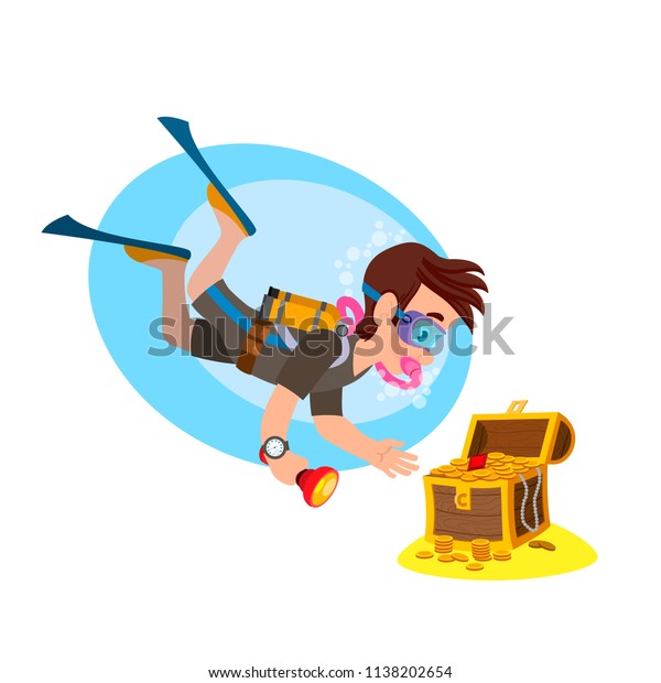Scuba Diver Sails Treasure Box Stock Vector (Royalty Free) 1138202654 ...