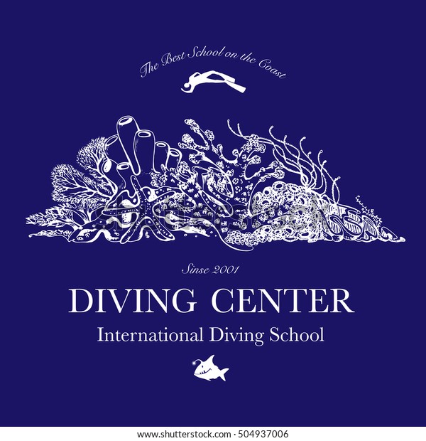 Scuba Diving Snorkeling Center School Logo: เวกเตอร์สต็อก (ปลอดค่า ...